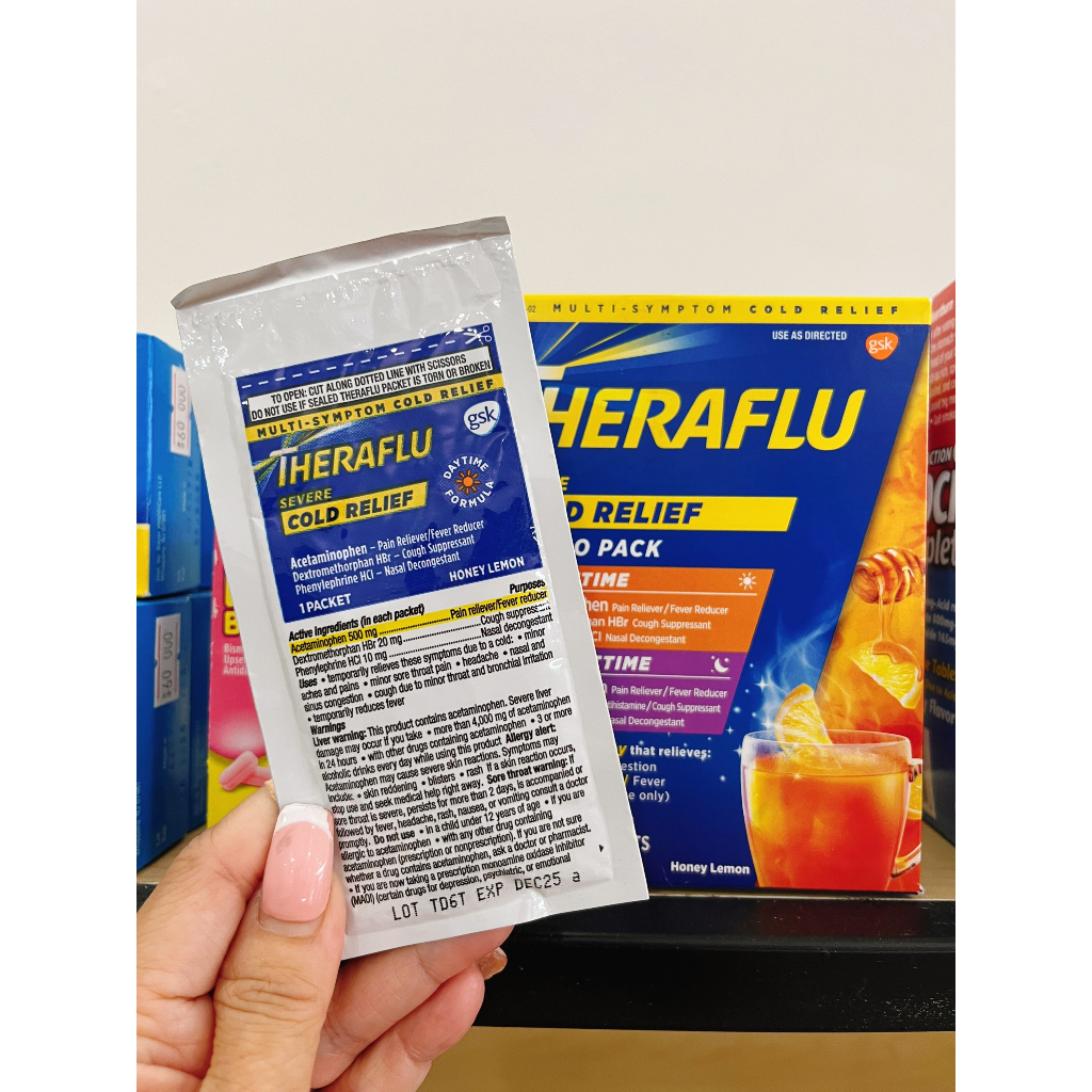 Theraflu Multi-Symptom Severe Cold Relief Honey Lemon Flavor - Giúp ...