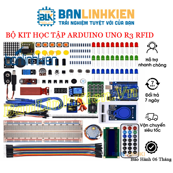 [BẢO HÀNH 6 THÁNG] Combo Bộ Kit Học Tập Arduino UNO R3 RFID CHÍP CẮM ...