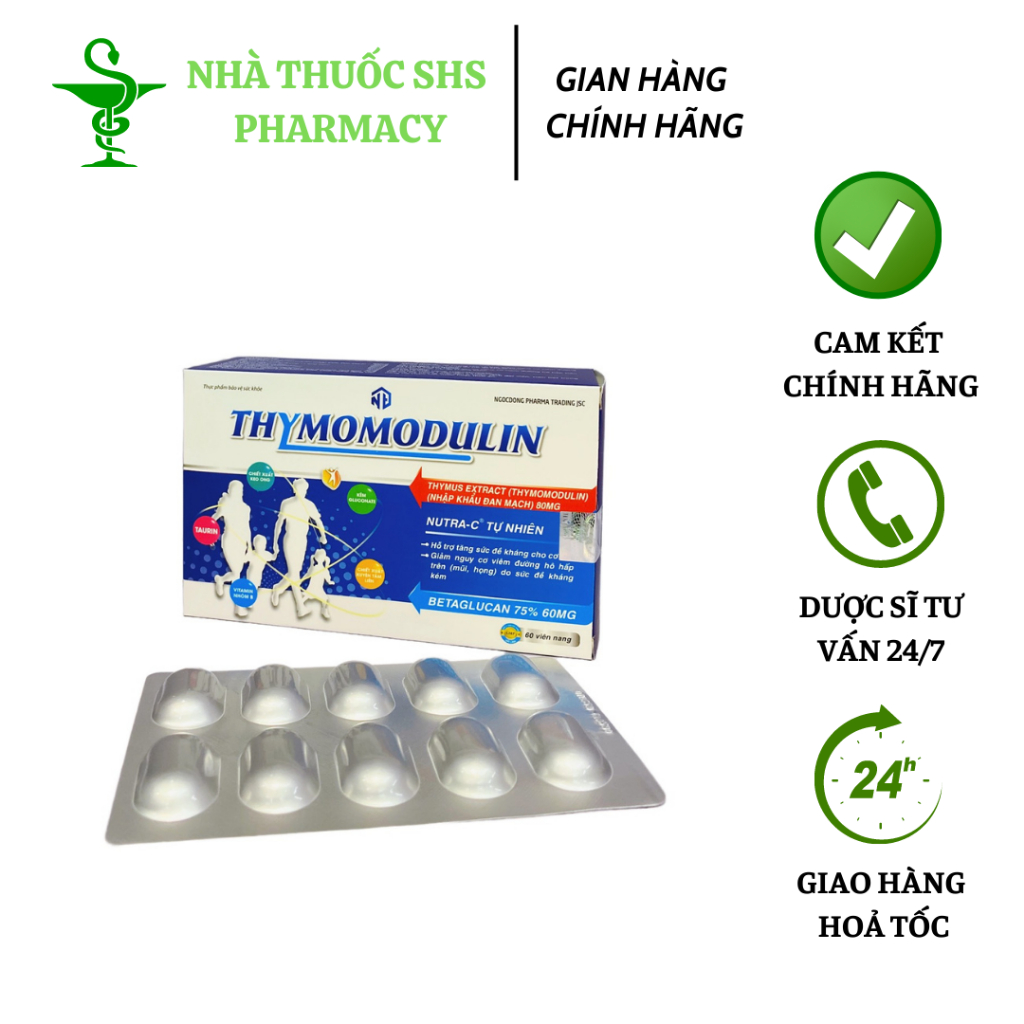Viên uống Thymomodulin 80mg THYMODULIN 60 Viên - Hỗ trợ tăng cường sức ...