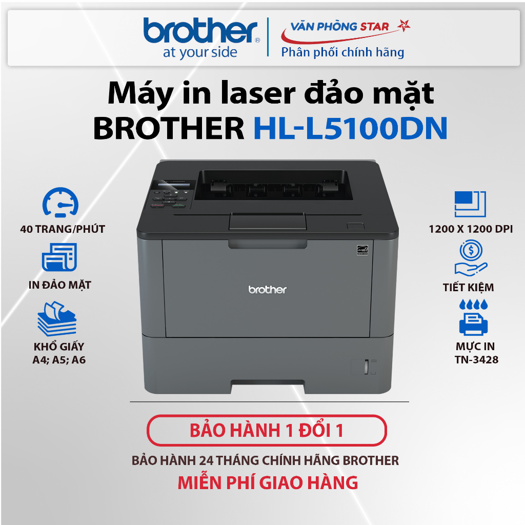 Máy in laser đen trắng Brother HL-L5100DN CHÍNH HÃNG MỚI 100% | Shopee ...