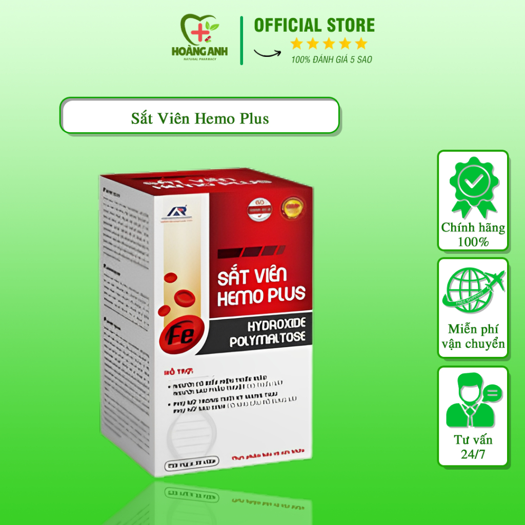 Sắt Viên Hemo Plus - Viên Uống Sắt Hoàng Anh Pharmacy Giúp Bổ Sung Sắt ...