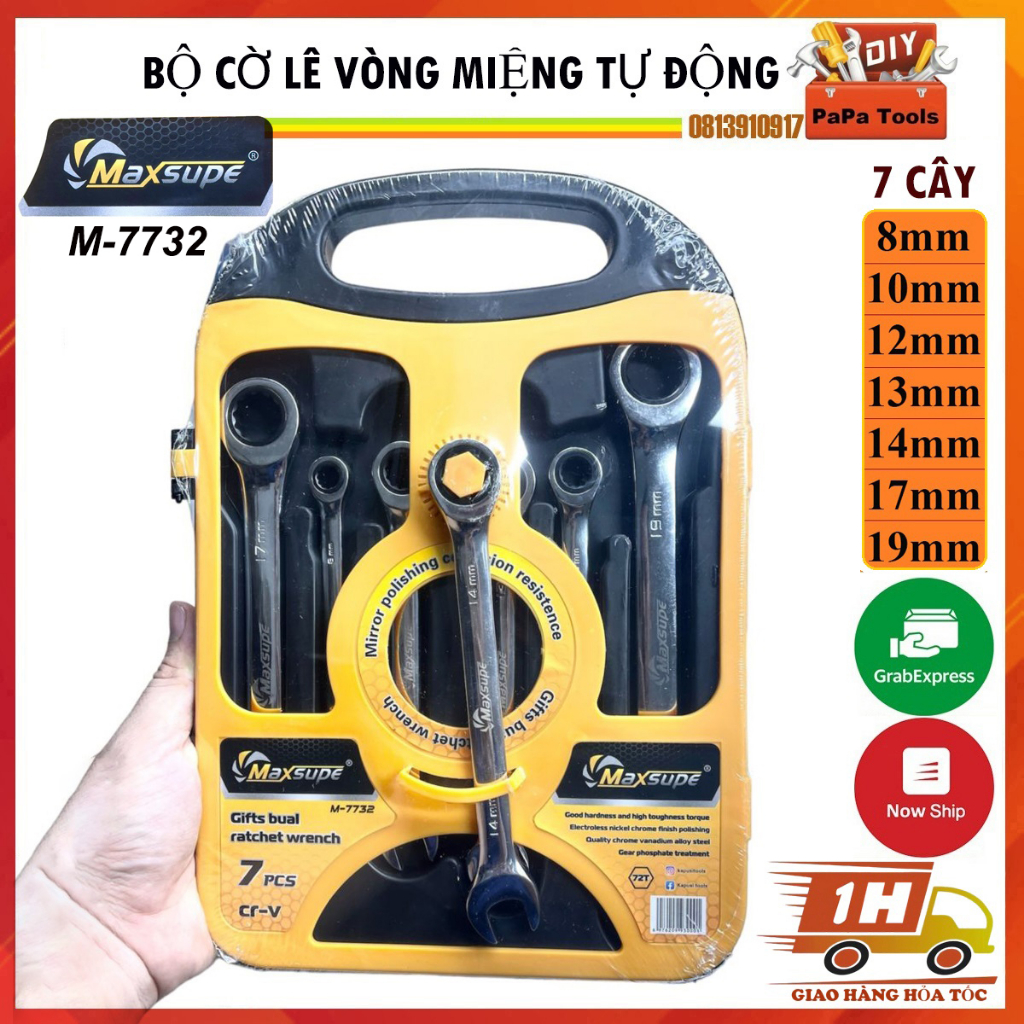 Bộ chìa khóa tự động 7pcs 8-19mm, Bộ cờ lê tự động đa năng Maxsupe ...