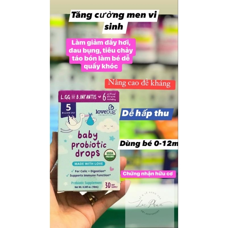 Men vi sinh hữu cơ cho bé dạng nước, Lovebug Baby Probiotic Drops 10ml | Shopee Việt Nam