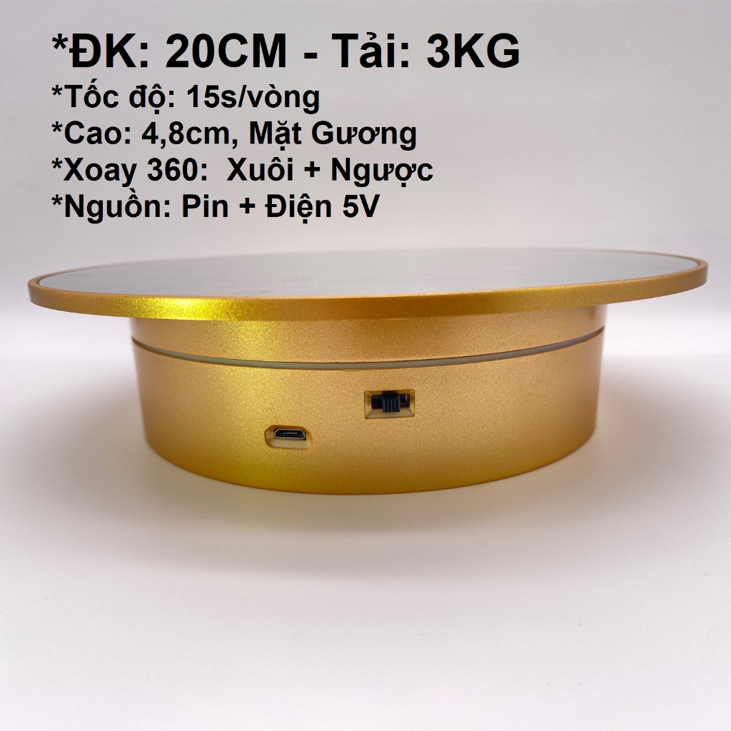 Bàn xoay, đế xoay 360, size 20CM, tải 3KG, xoay mô hình, kính mát, giày dép, túi sách, nón ...