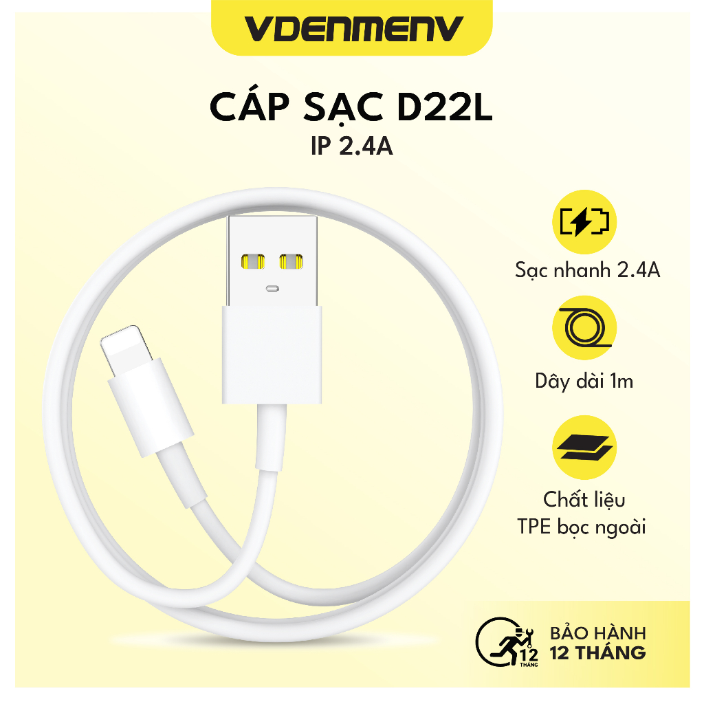 Dây Cáp Sạc VDENMENV D22L Hỗ Trợ Sạc Nhanh, Truyền Dữ Liệu, Dài 1M | Shopee Việt Nam