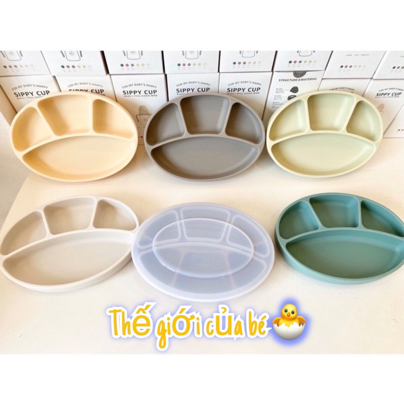 Khay ăn dặm chia ngăn có đế hít silicone cao cấp Bluemama Hàn Quốc (sản phẩm đã có lượt mua kh ...