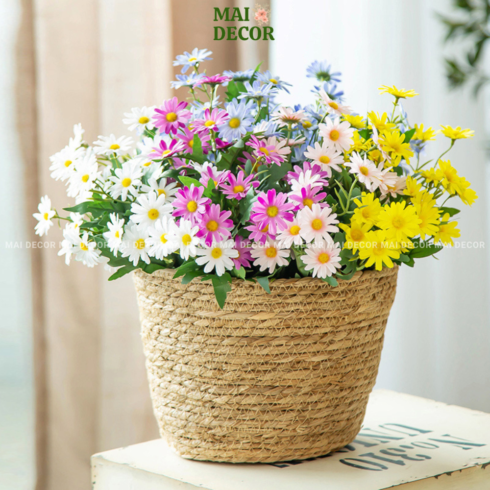 Hoa cúc họa mi, bó hoa cúc Daisy chụp ảnh, hoa giả để bàn trang trí nhà ...