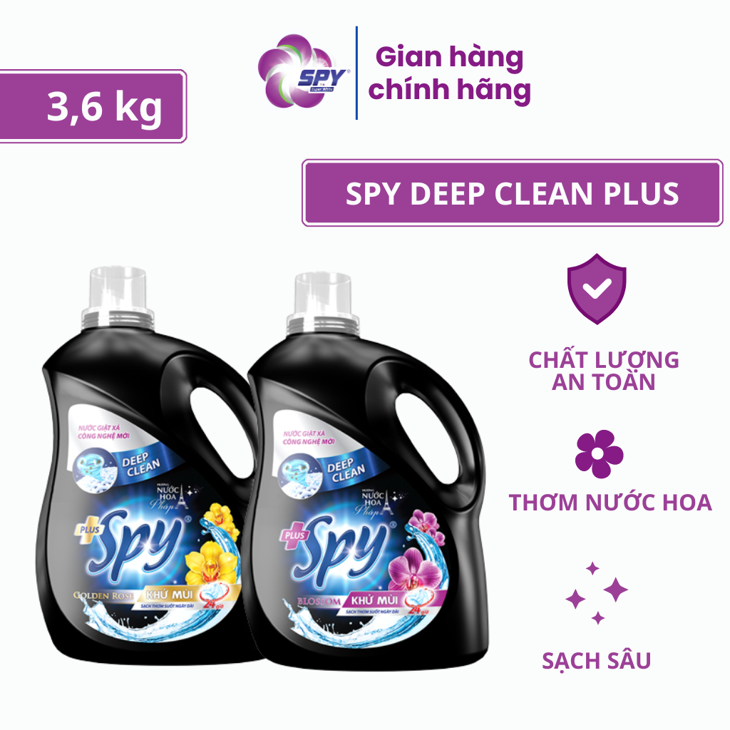 Can nước giặt 3,6kg SPY DEEP CLEAN PLUS khử mùi diệt khuẩn, sạch sâu ...