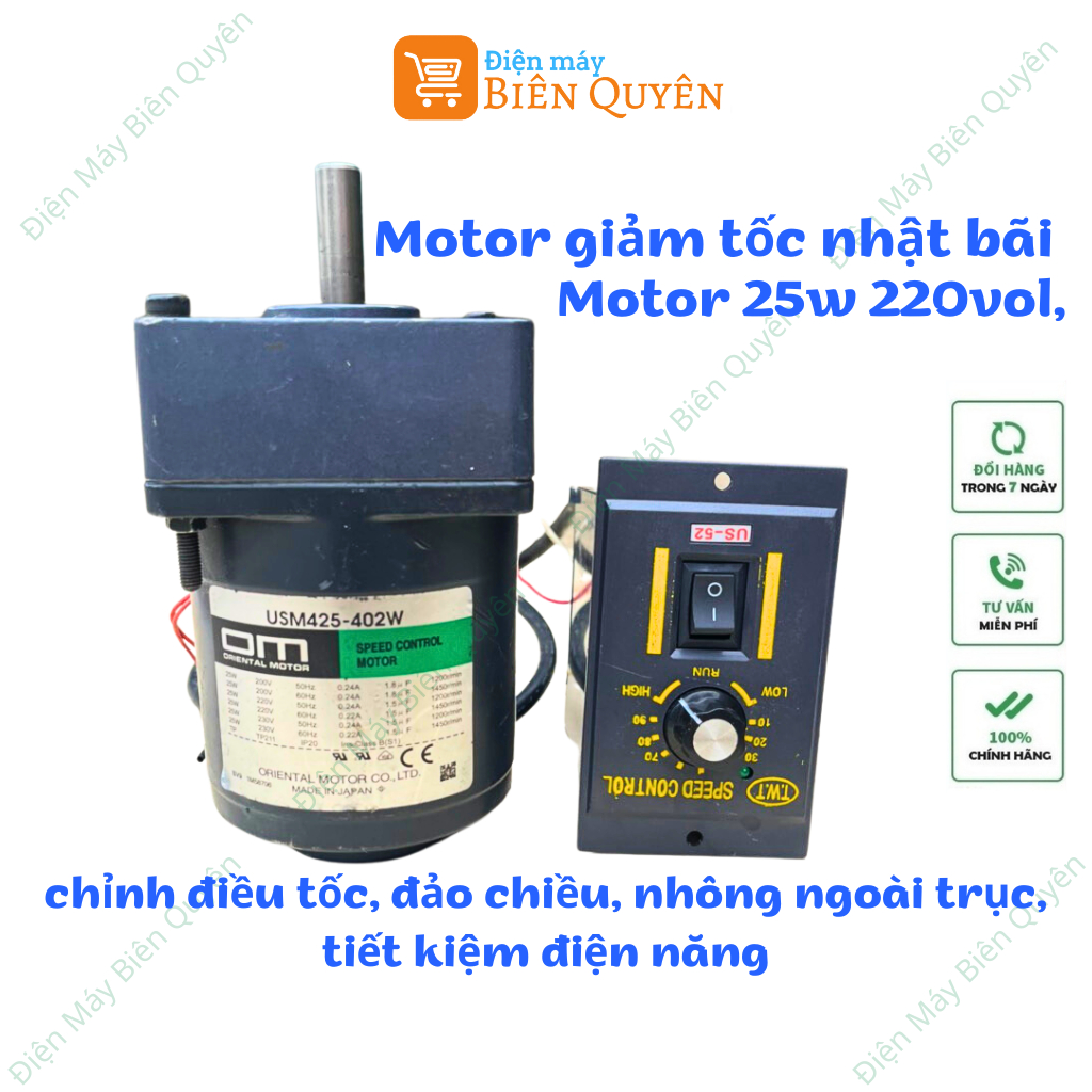 Motor 25w 220vol, chỉnh điều tốc, đảo chiều hàng nội địa nhật ( moto ...