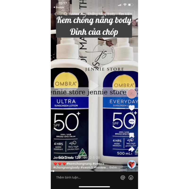 [ Ombra ] Kem Chống Nắng Úc Phổ rộng 500ml (SPF50+ UVA/UVB ) | Shopee ...