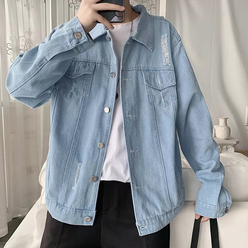 Áo Khoác jean nam trơn cúc cài Unisex nam nữ Form Rộng FABUMAN,áo khoác ...