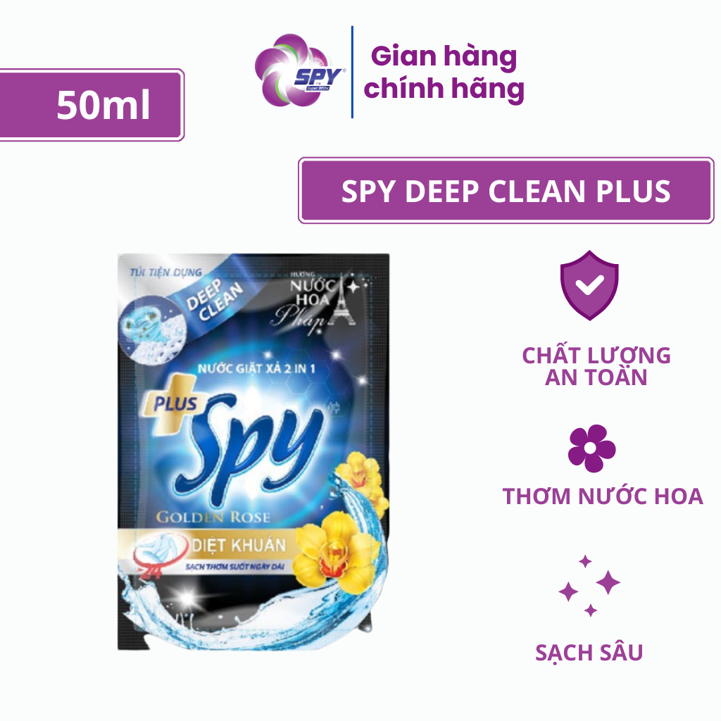 Túi nước giặt 50ml SPY DEEP CLEAN PLUS khử mùi diệt khuẩn, sạch sâu ...