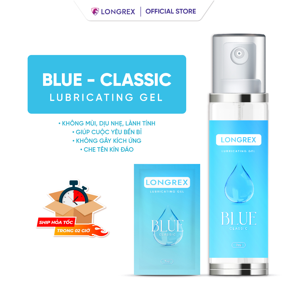 Gel bôi trơn Longrex gốc nước BLUE giúp cuộc yêu bền bỉ, không gây kích ...