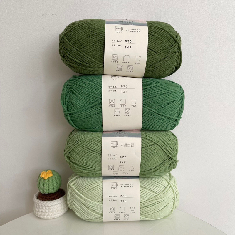 [xanh lá] Combo len Susan 5 màu xanh lá - Len Susan Family 5 100g sợi ...