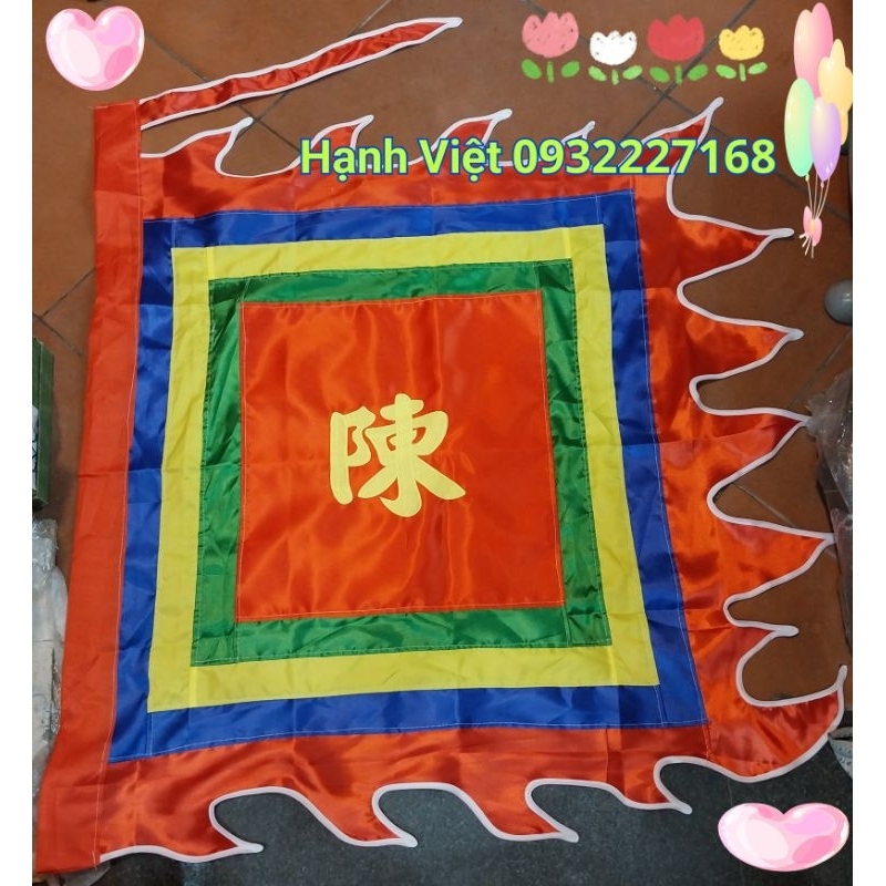 Cờ thêu chữ TRẦN cỡ 1m , 2m ( hai mặt chữ Trần ) -Cờ thờ-Cờ Hầu Đức ...