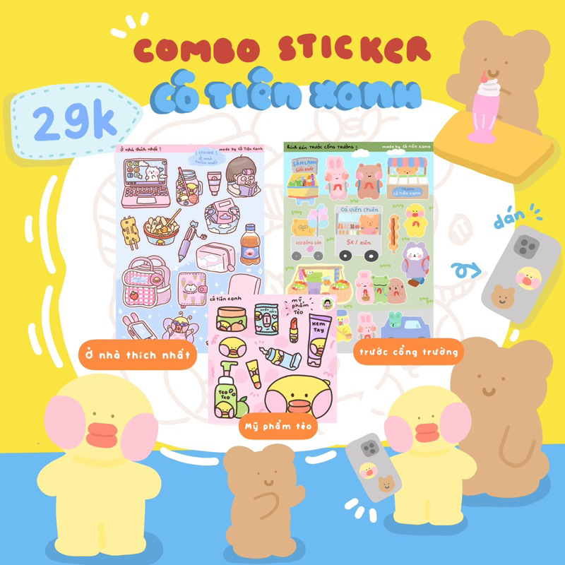 Combo 3 Sticker Nhí Nhố made by Cô Tiên Xanh | Shopee Việt Nam