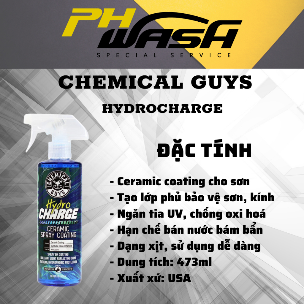 Ceramic bảo vệ sơn Chemical Guys HydroCharge 473ml - PHWASH Nhập Khẩu USA | Shopee Việt Nam