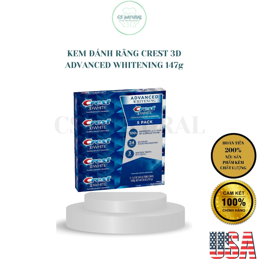 Kem đánh trắng răng Crest 3D White Advanced Whitening 147g [HÀNG MỸ] | Shopee Việt Nam