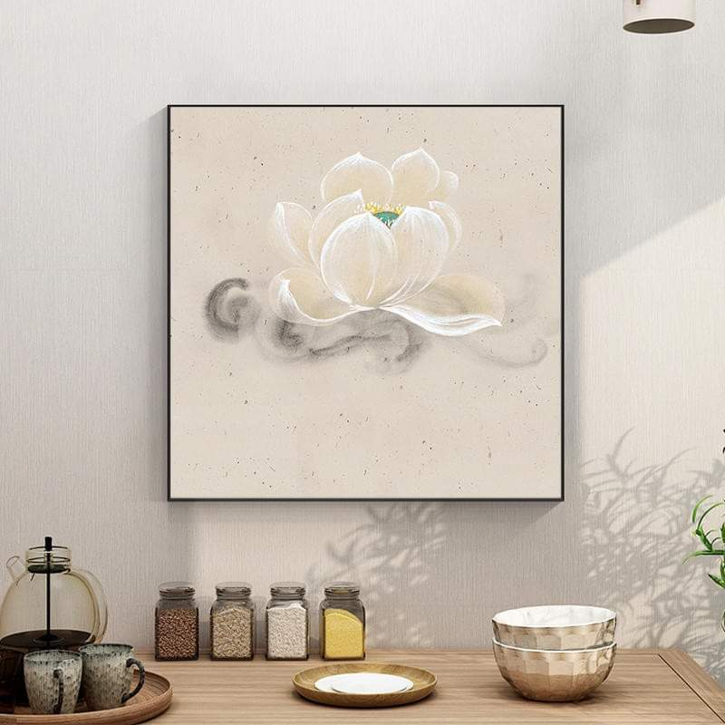 Tranh canvas treo tường hoa sen trắng decor spa, thiền 60 x 60 cm | Shopee Việt Nam