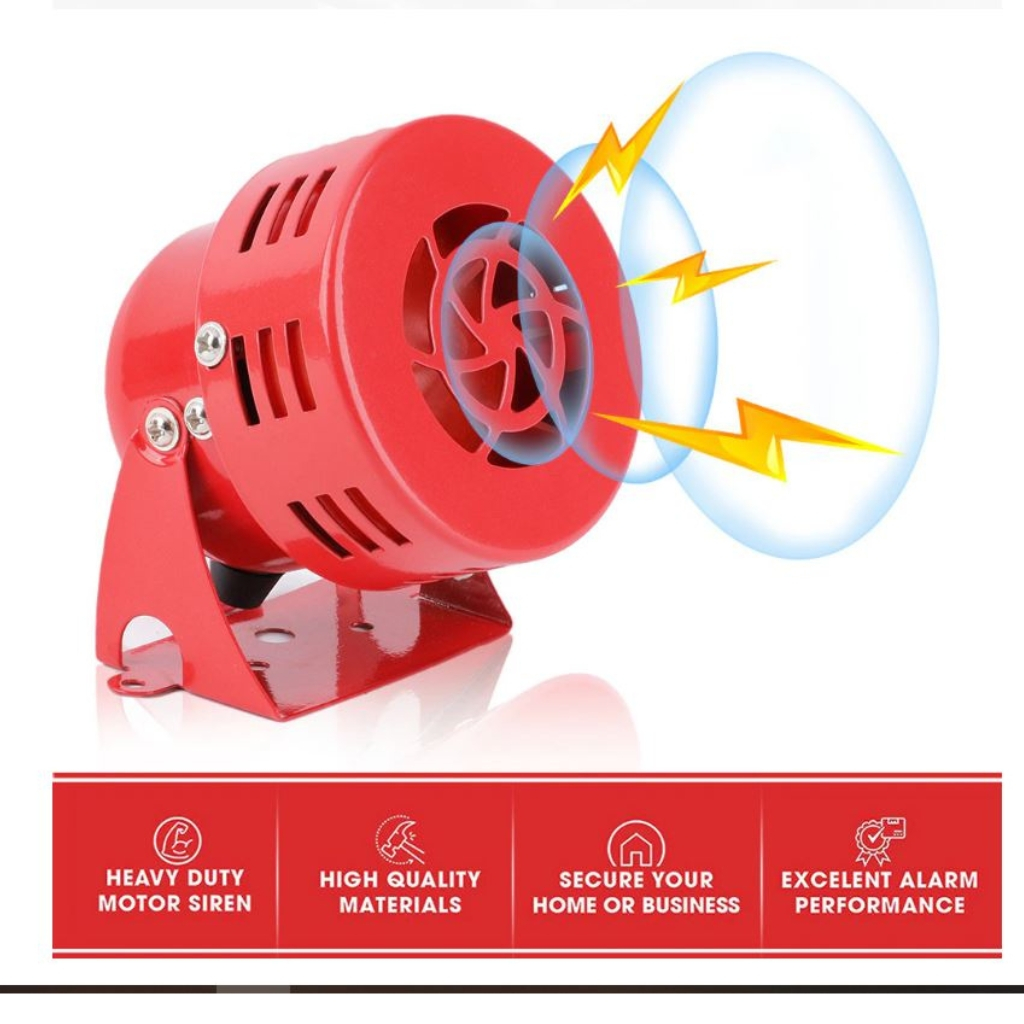 Còi hú MS-190 Mini Metal Motor Siren báo động, báo cháy, bảo vệ chống trộm vỏ kim loại phủ sơn ...