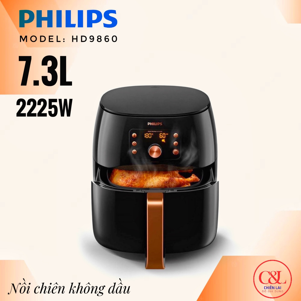 Nồi chiên không dầu Philips HD9860/90 công suất 2200W - Hàng chính hãng ...