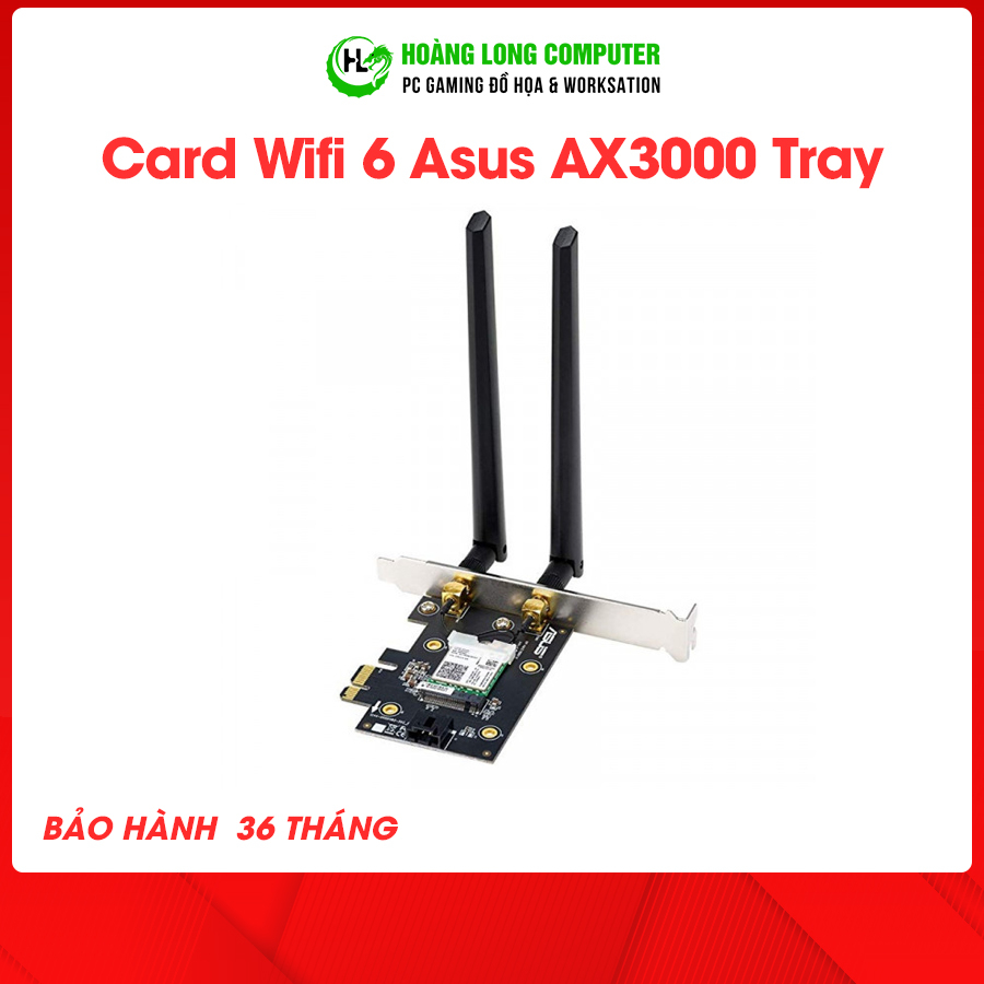 Card Mạng Wifi 6 PCI Asus PCE-AX3000 Chuẩn AX3000 Tray, Card wifi 2 râu ...