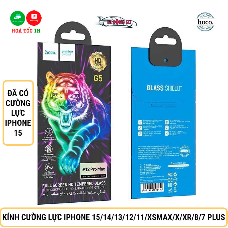 Kính Cường Lực Full Màn Hoco G5 Cho iPhone 15/14/13/12/11 Pro/ProMax/Mini XsMax/Xs/X 8/7Plus ...