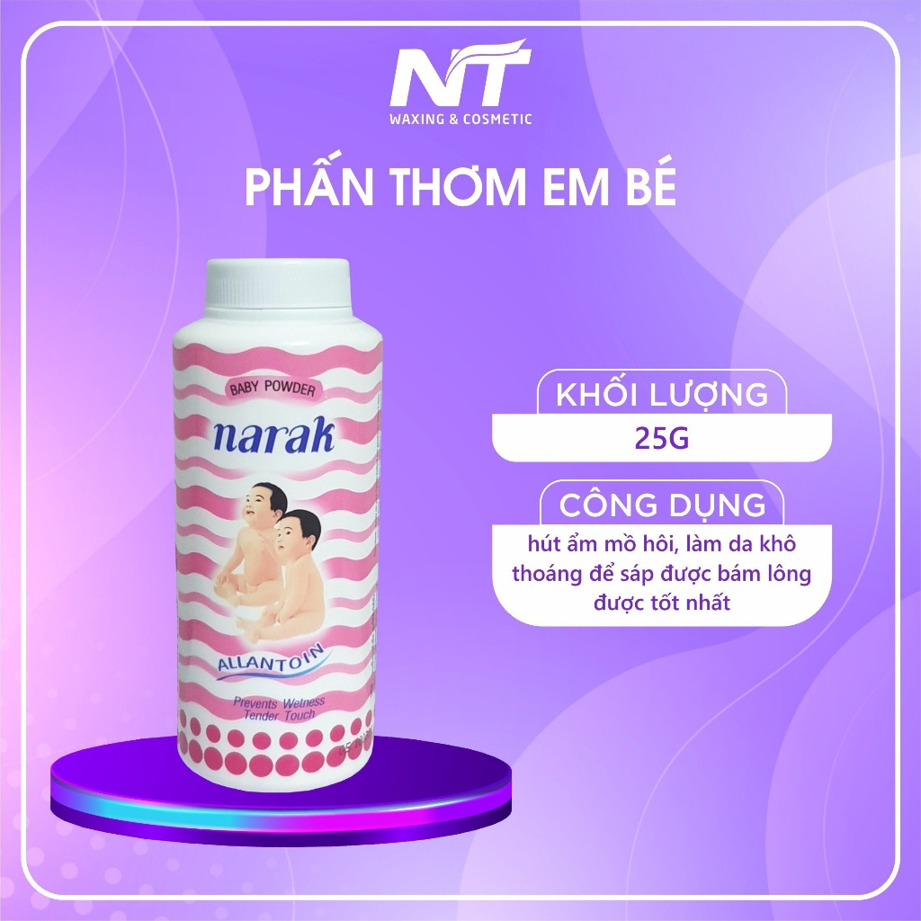 Phấn rôm Narak Thái Lan 25g, phấn thơm em bé hút ẩm, giúp da khô thông ...