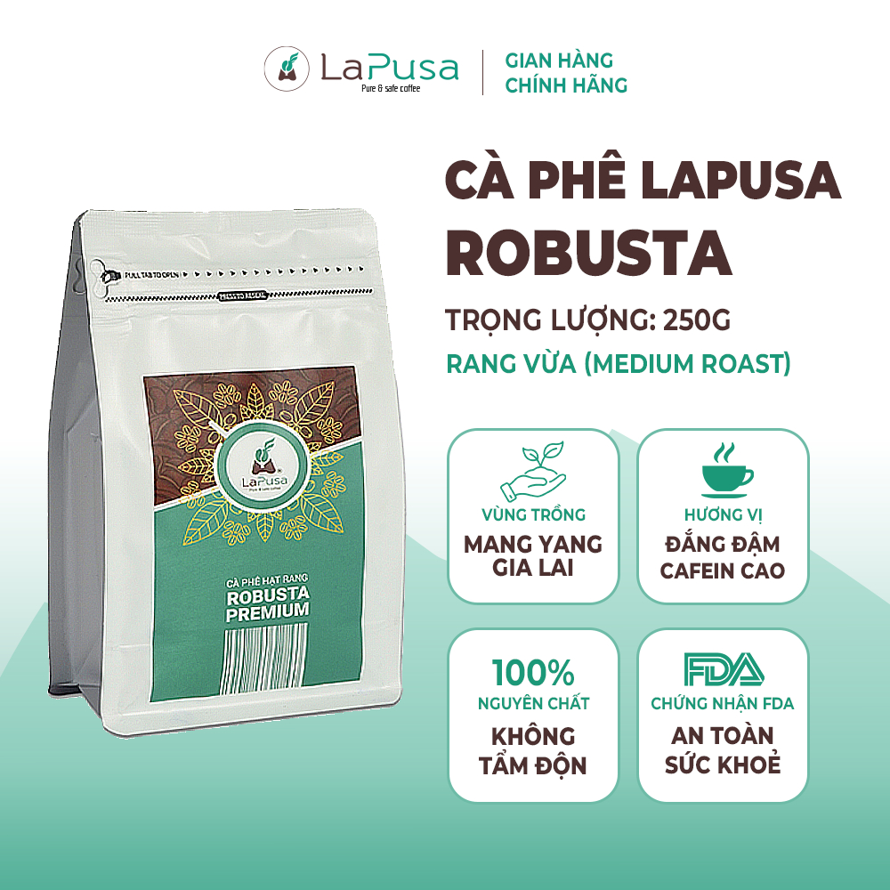 Cà Phê Hạt Rang LaPusa Robusta Premium 250gr | Shopee Việt Nam