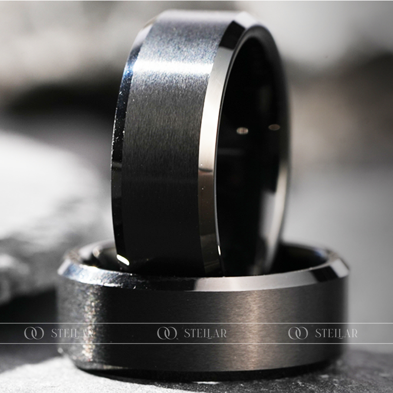 Nhẫn Nam Vonfram Stellar "The Alpha" Trơn Đen Nguyên Khối - Cao Cấp ...