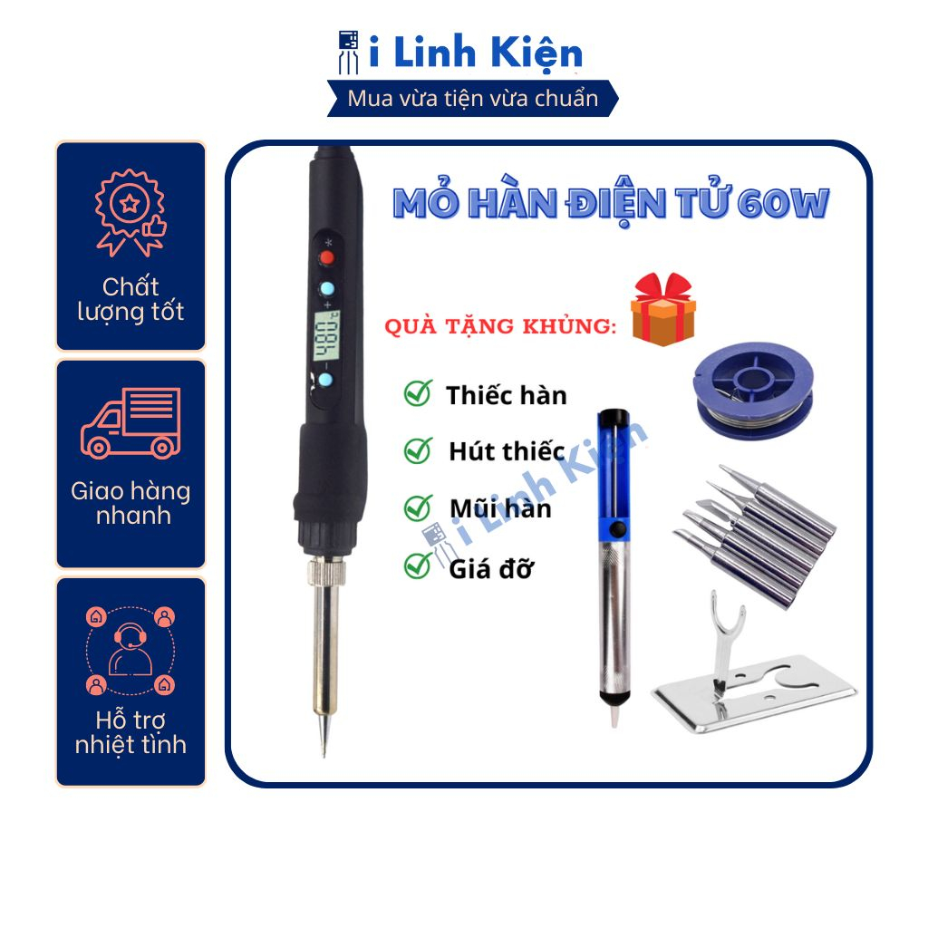 Mỏ hàn điện tử 60W màn hình kĩ thuật số gia nhiệt nhanh cao cấp ...