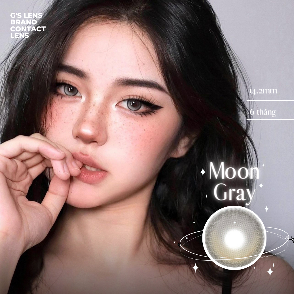Kính Áp Tròng Lens Mắt Moon Gray Xám Tây Trăng Khuyết Rõ Vân Lens Giãn ...