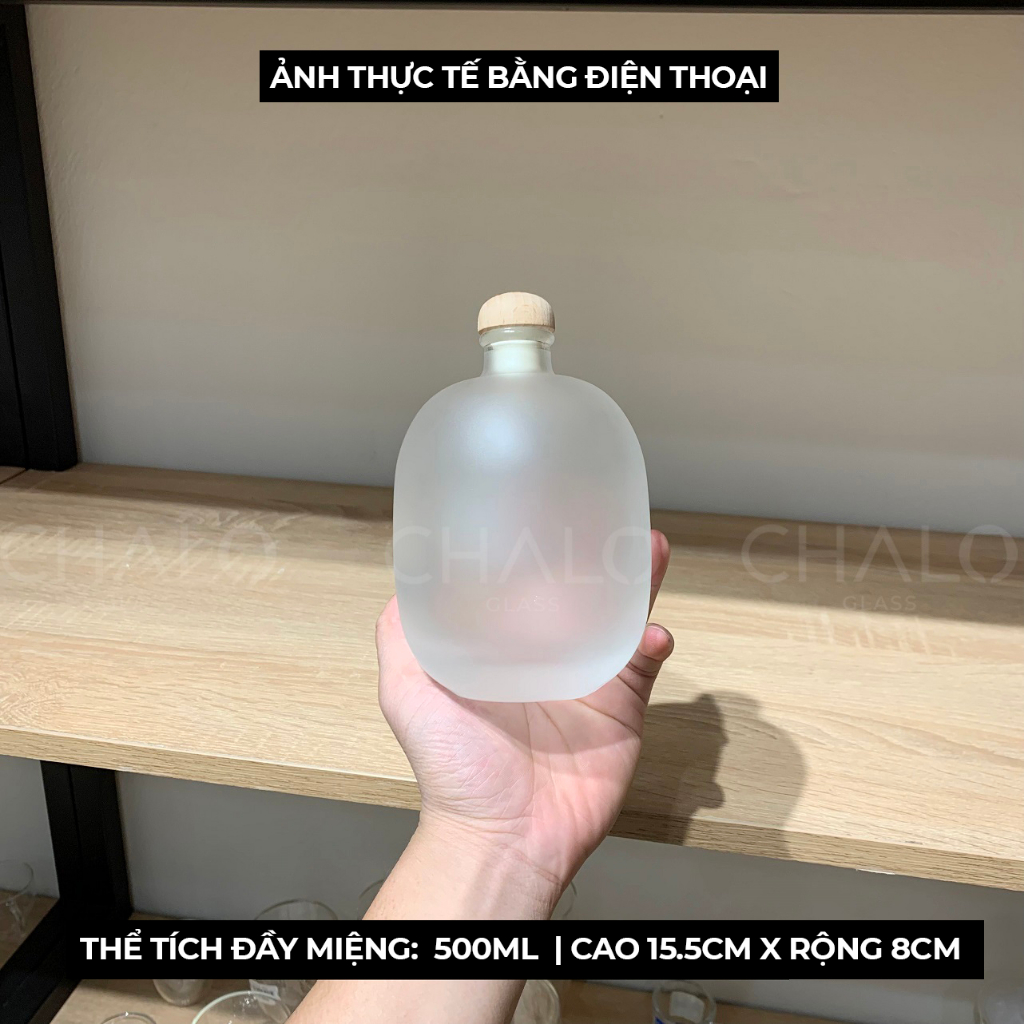 Chai thủy tinh tròn phun mờ & trong suốt nắp gỗ 500ml (Chai trơn) - CTPM500-NG | Shopee Việt Nam