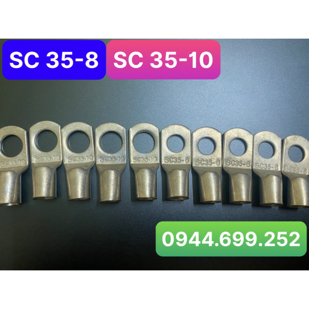 10 đầu cos đồng SC 35 - 8 ( 35 lỗ 8 ) hoặc SC 35 - 10 ( 35 lỗ 10 ) cho ...