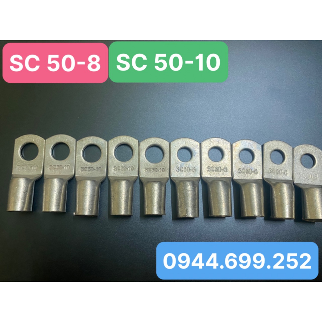 10 đầu cos đồng SC 50 - 8 ( 50 lỗ 8 ) hoặc SC 50 - 10 ( 50 lỗ 10 ) cho dây cáp M50 | Shopee Việt Nam