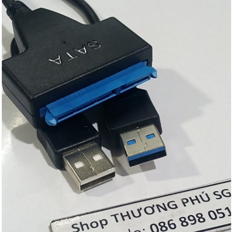 Cáp USB ra Sata: Chuẩn 2 đầu USB kết nối và nguồn phụ, dùng cho ổ cứng ...