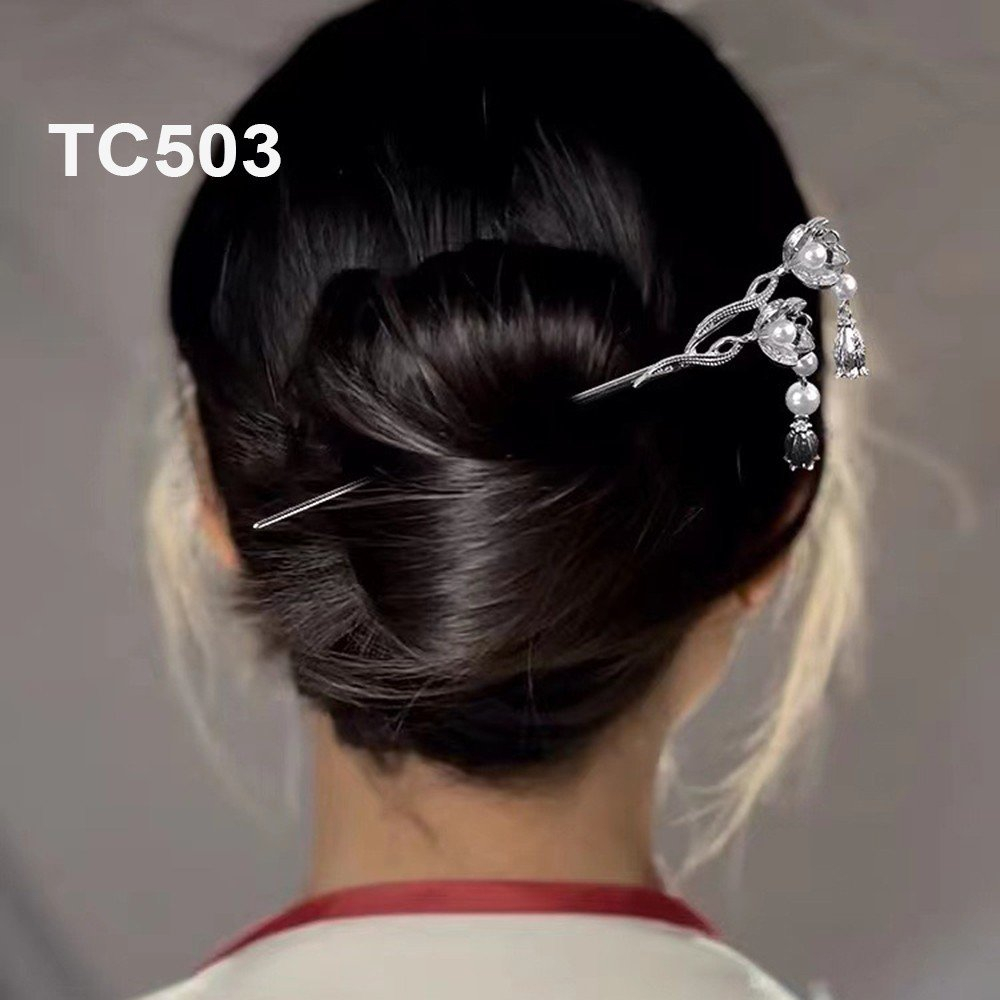 SHOPPRO Trâm Cài Tóc 2 Hoa Chuông Gió Trắng Rũ Búi Tóc Phong Cách Hiện ...