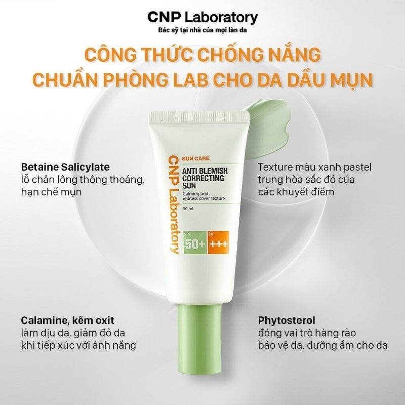Kem chống nắng làm dịu và giảm mẩn đỏ cho da mụn và da nhạy cảm CNP Laboratory 50ml SPF50+/PA ...