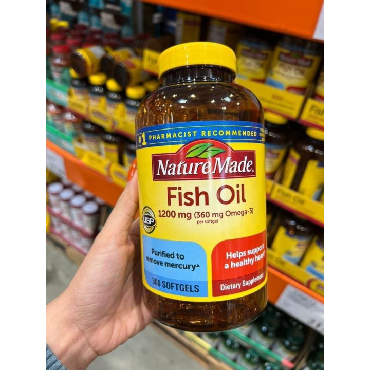 Dầu cá Nature Made Fish Oil 1200mg, 360mg Omega-3, 300 Viên của Mỹ ...