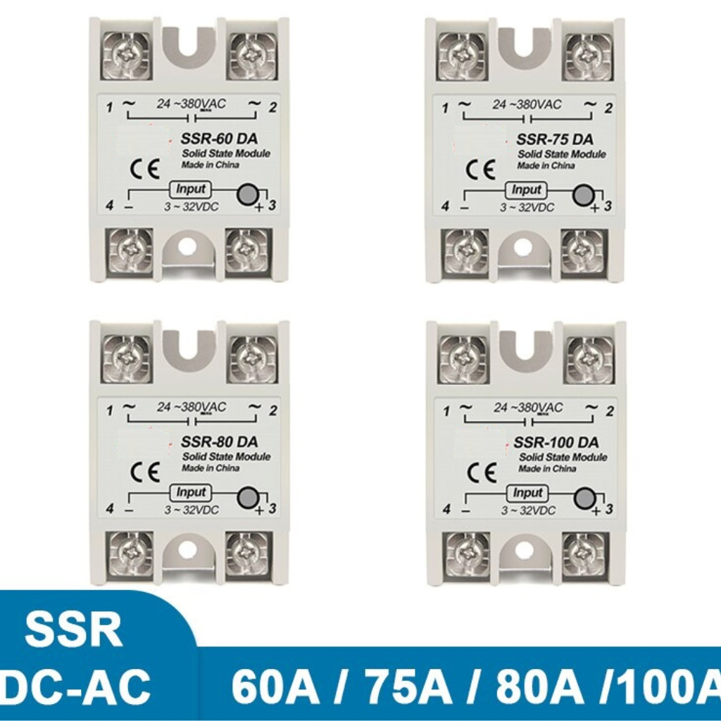 Rơ le bán dẫn SSR-40DA, SSR-75DA, SSR-100DA, Solid state relay điện vào 3-32VDC, điện ra 24 ...