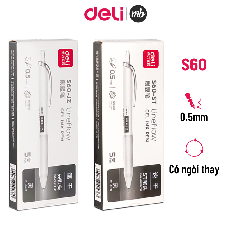 Bút bi gel Deli S60 văn phòng học sinh ngòi 0,5mm (Hàng Chính Hãng ...
