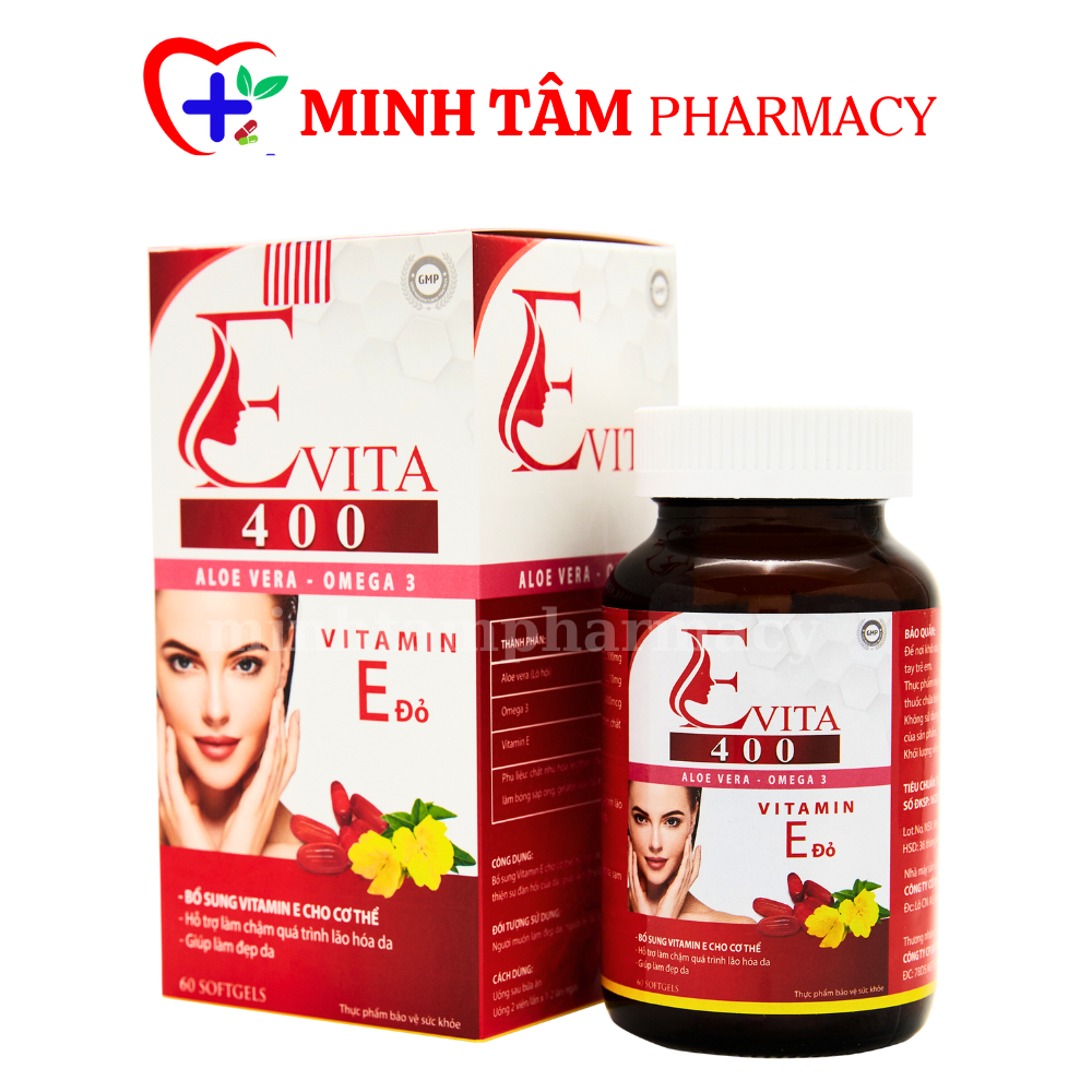 Viên uống EVITA 400 Vitamin E đỏ, bổ sung vitamin E, cấp ẩm, chống lão ...