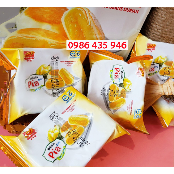 Bánh pía chay đậu xanh sầu riêng mini 480g, bánh pía chay Tân Huê Viên không trứng [TÚI 12 BÁNH ...