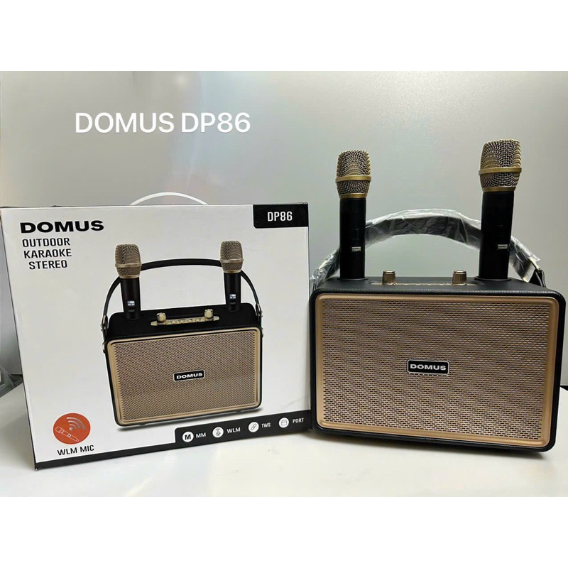 Loa Bluetooth DOMUS DP86 kèm 2 micro karaoke không dây | Shopee Việt Nam