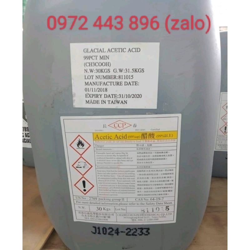 Acid acetic - Axit axetic - CH3COOH - Giấm công nghiệp 99% - 500ml ...
