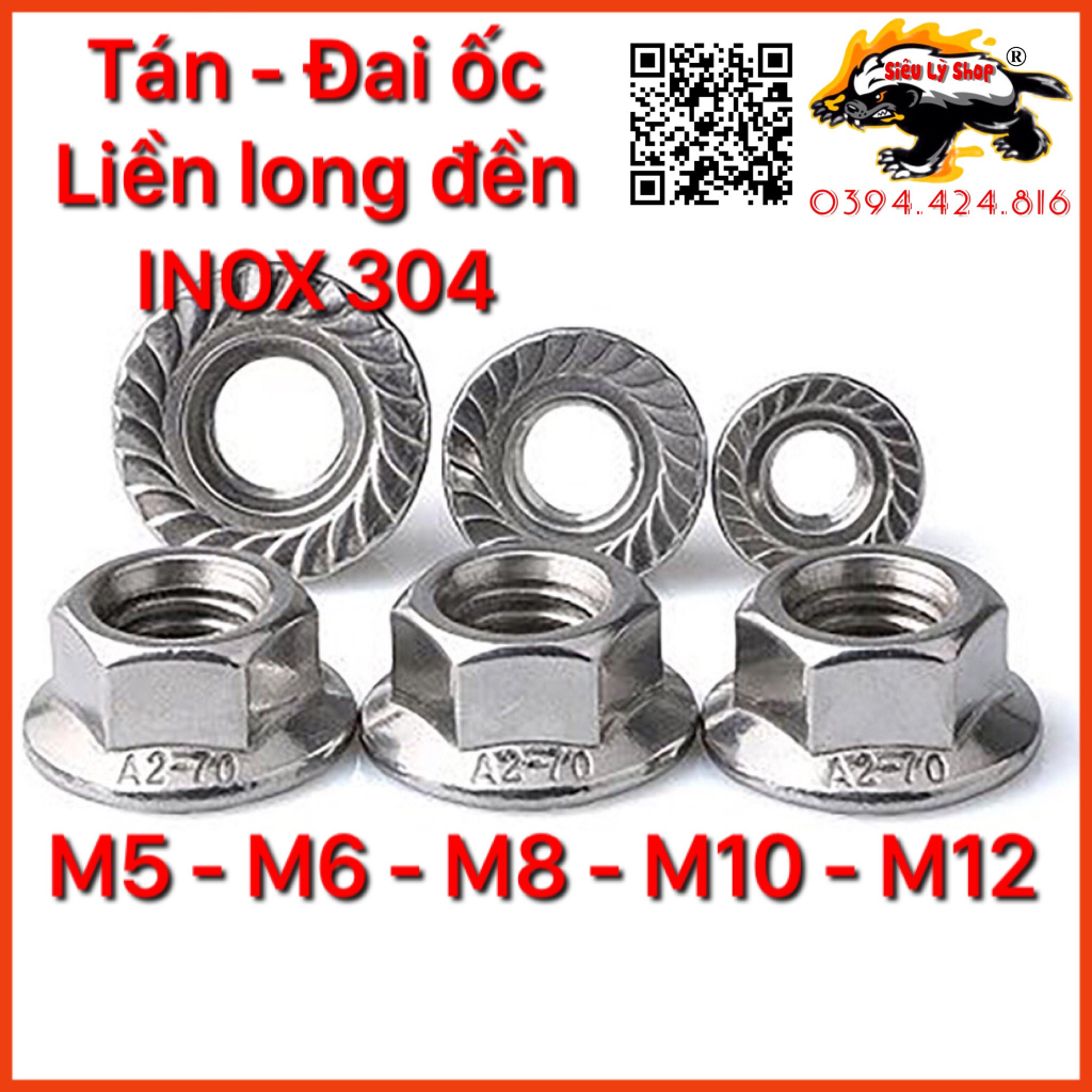 Set 10con Đai ốc - Tán liền long đền INOX 304 M5 M6 M8 M10 M12 | Shopee ...
