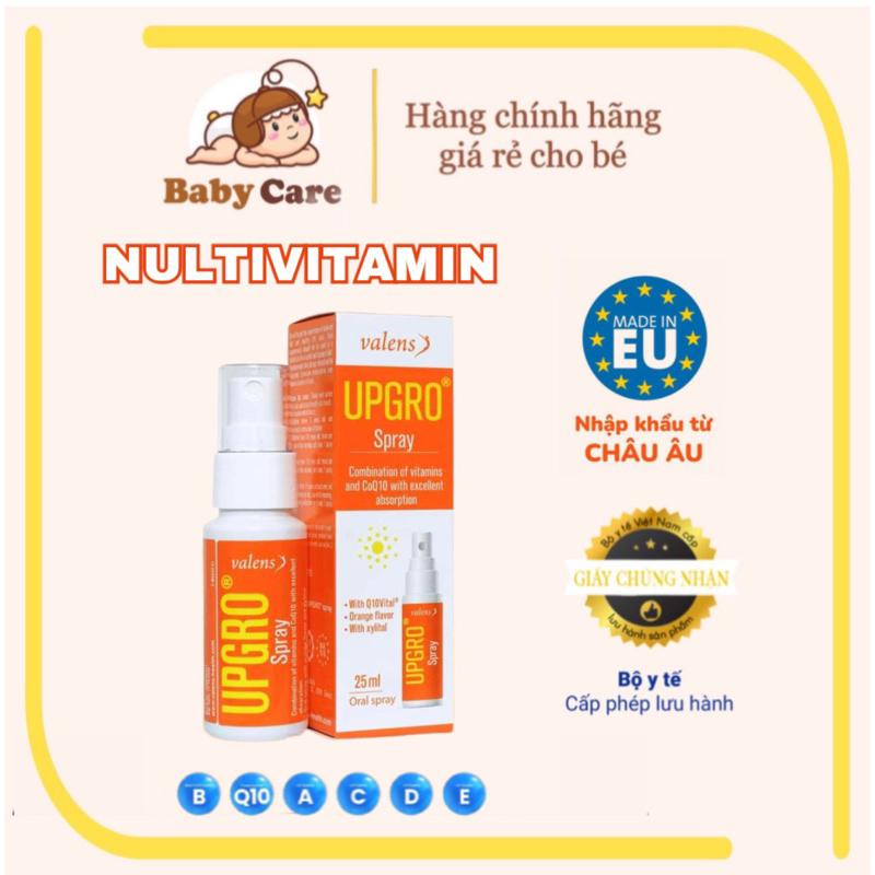 Upgro Spray Dạng Xịt - Bổ Sung Vitamin tổng hợp, Hỗ Trợ Tăng Sức Đề Kháng Cho Bé Chai 25ml Chính ...