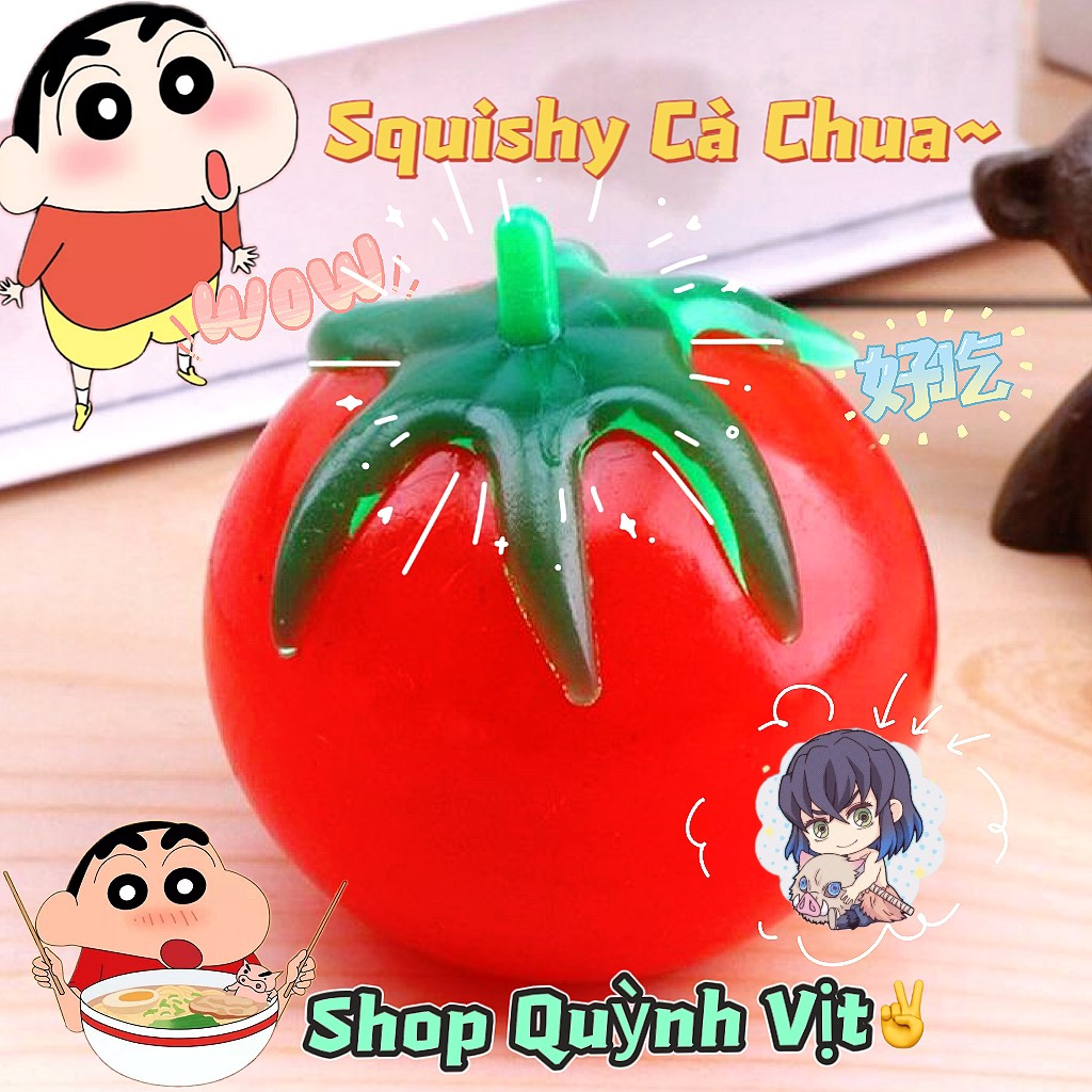 Squishy cà chua dẻo shop Quỳnh Vịt giúp giảm stress dính tường vui nhộn ...