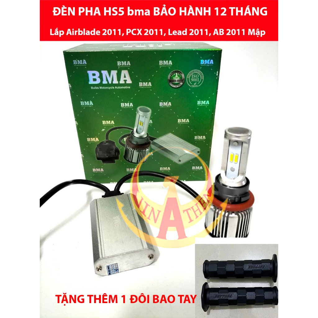 ĐÈN LED PHA CHÂN HS5 BMA Mẫu Mới Siêu Sáng Lắp Xe Airblade 2011, PCX 2011, Lead 2011 , AB 2011 ...