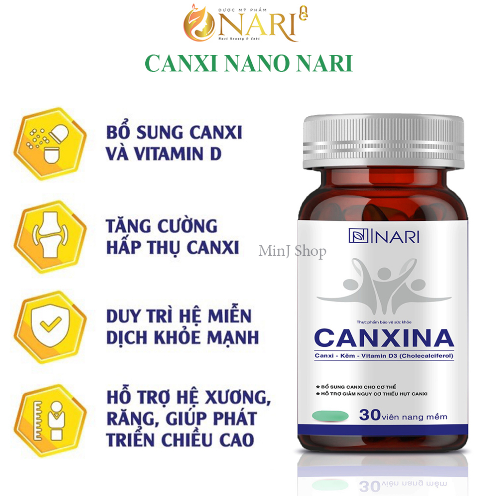Canxi nano Nari bổ sung canxi kẽm vitamin D3 , K3 , A giúp xương chắc ...